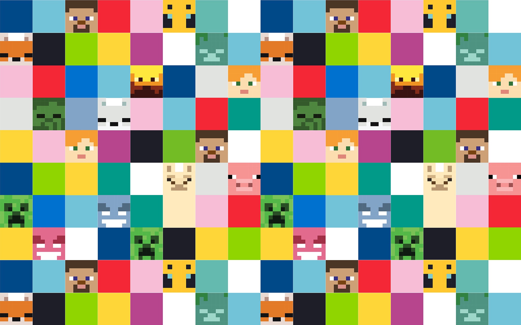 Confetti van karakters close-up - Minecraft - Naadloos kinderkamer ...