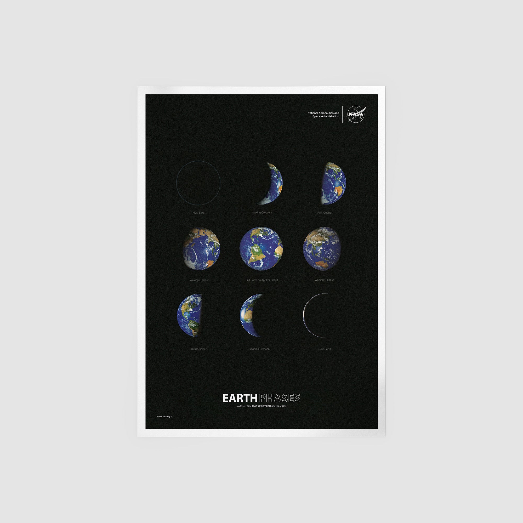 Nine Phases Of Earth From Tranquility Base - Earth and Moon - Prints en ...
