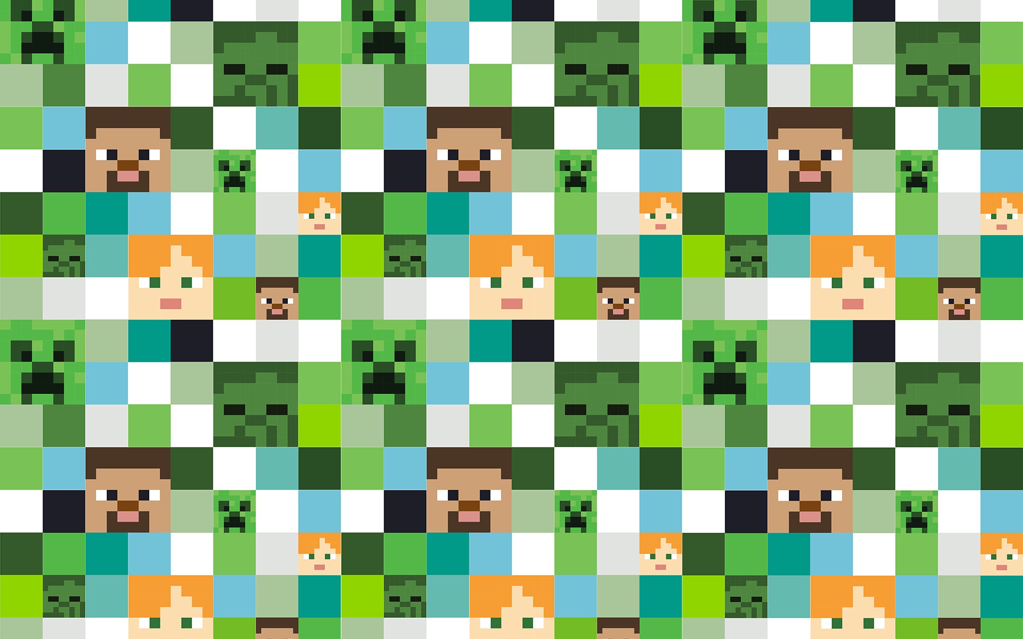 Karakters en personages - Minecraft - Naadloos kinderkamer fotobehang ...