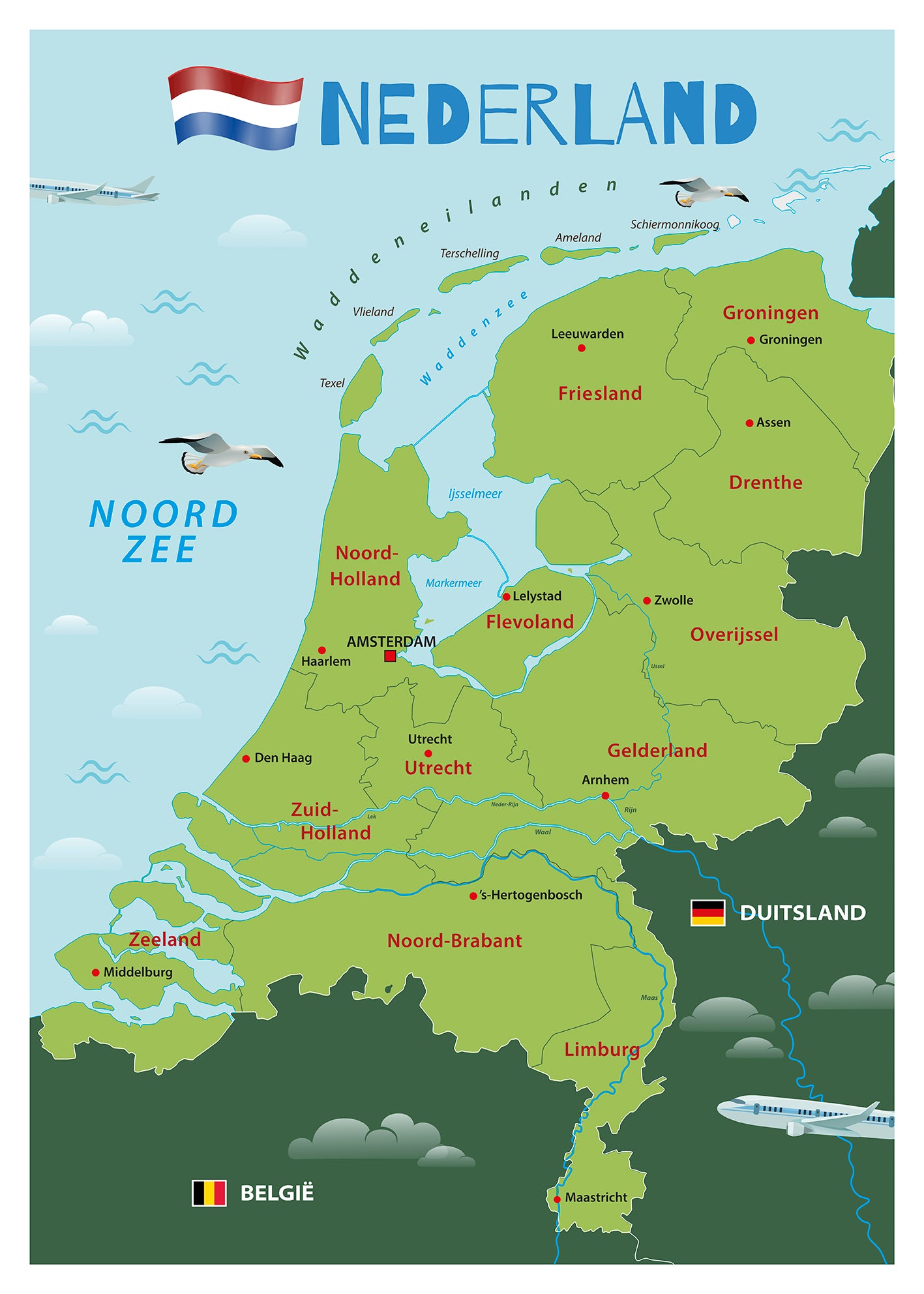 Topografie van Nederland - Wereldoriëntatie - Prints en posters ...